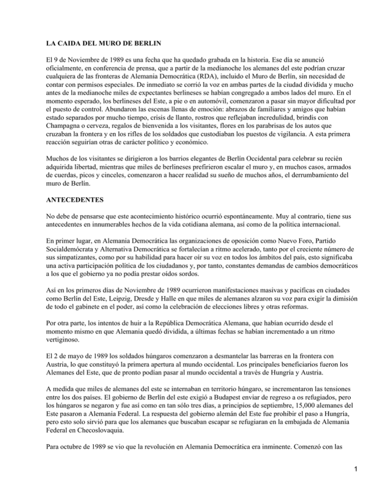 LA CAIDA DEL MURO DE BERLIN
