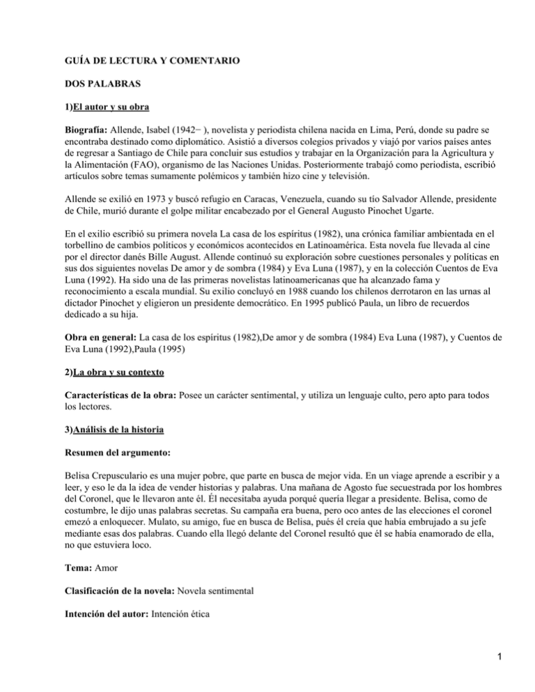 Dos palabras; Isabel Allende