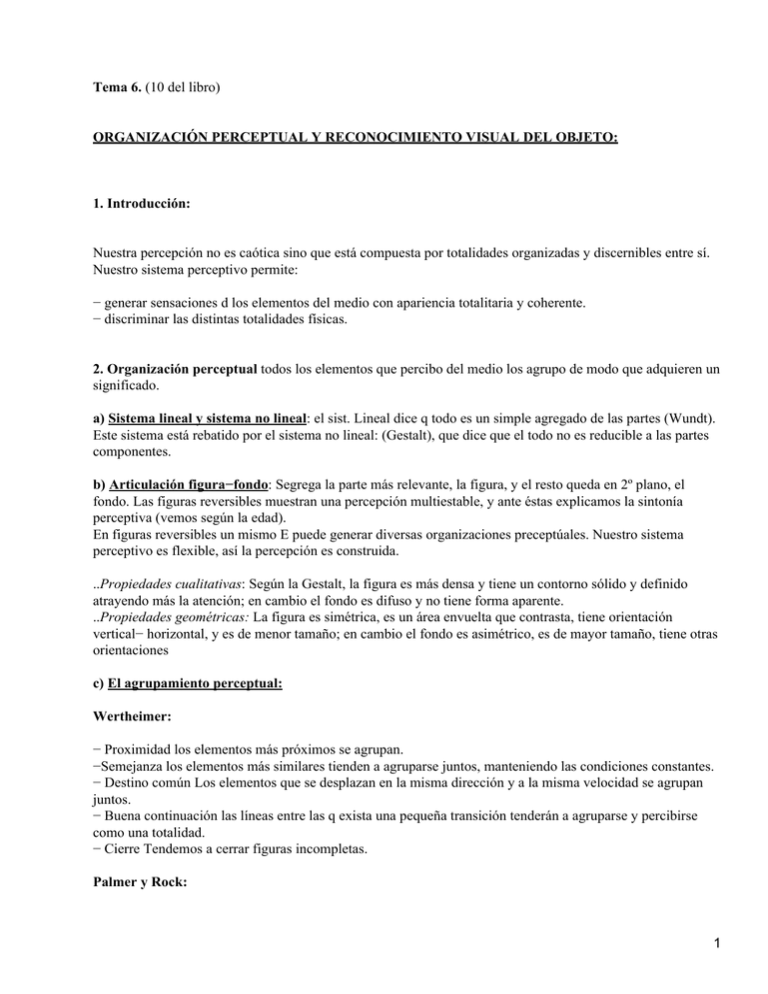 Percepción y reconocimiento visual de objetos