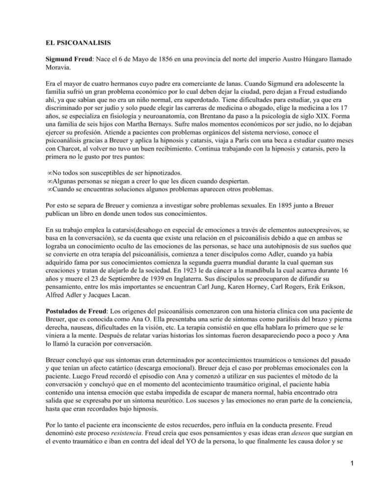 EL PSICOANALISIS Sigmund Freud Moravia.