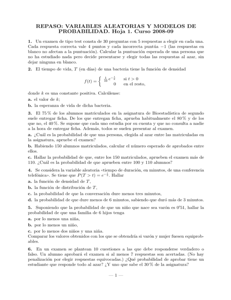 Variables aleatorias y modelos de probabilidad