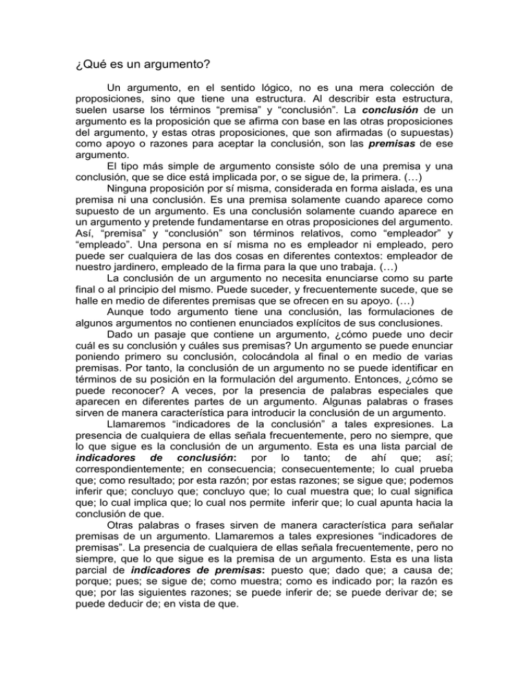 ¿Qué es un argumento