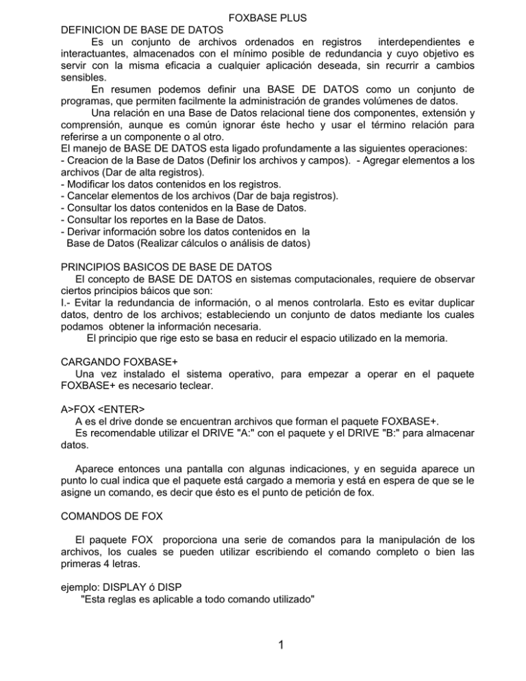 FOXBASE PLUS