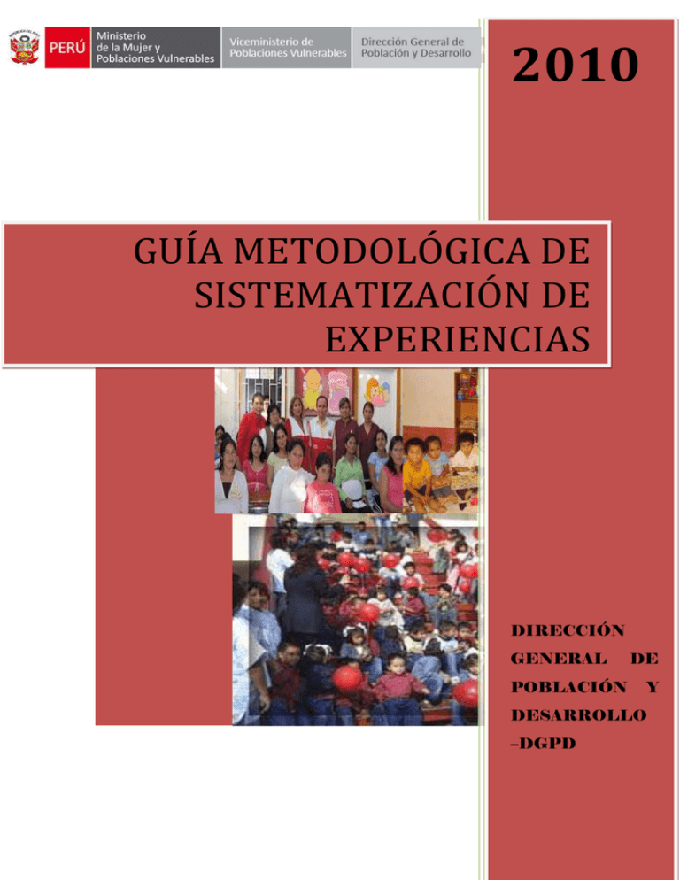 GUÍA METODOLÓGICA DE SISTEMATIZACIÓN DE EXPERIENCIAS