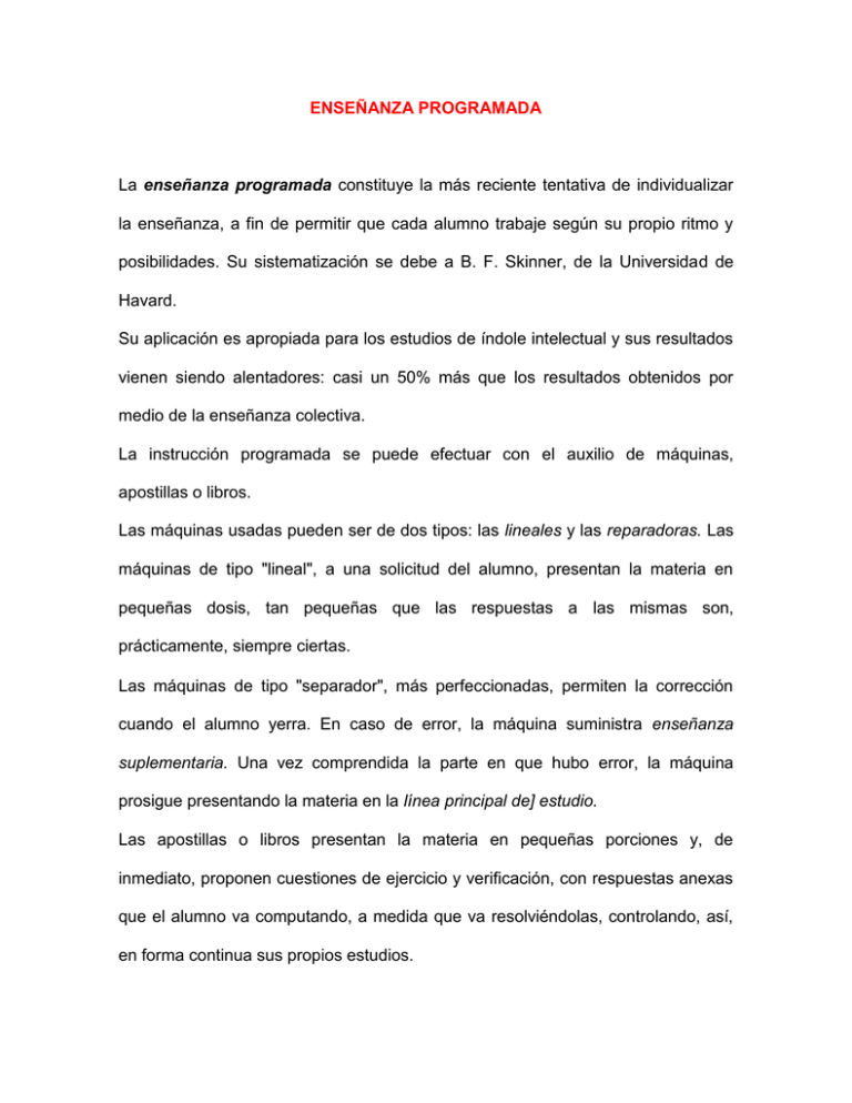 ENSEÑANZA PROGRAMADA