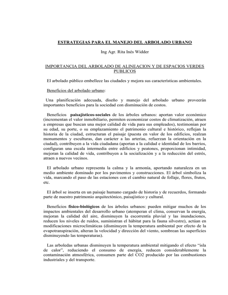 ESTRATEGIAS PARA EL MANEJO DEL ARBOLADO URBANO