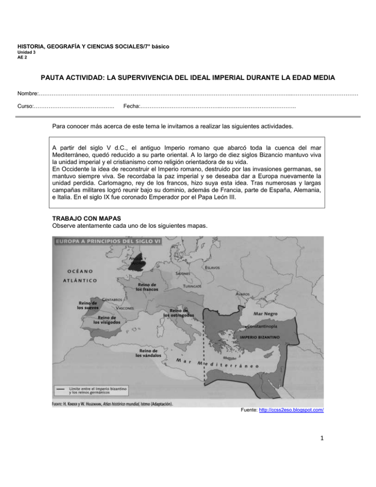 HISTORIA, GEOGRAFÍA Y CIENCIAS SOCIALES/7° básico Unidad