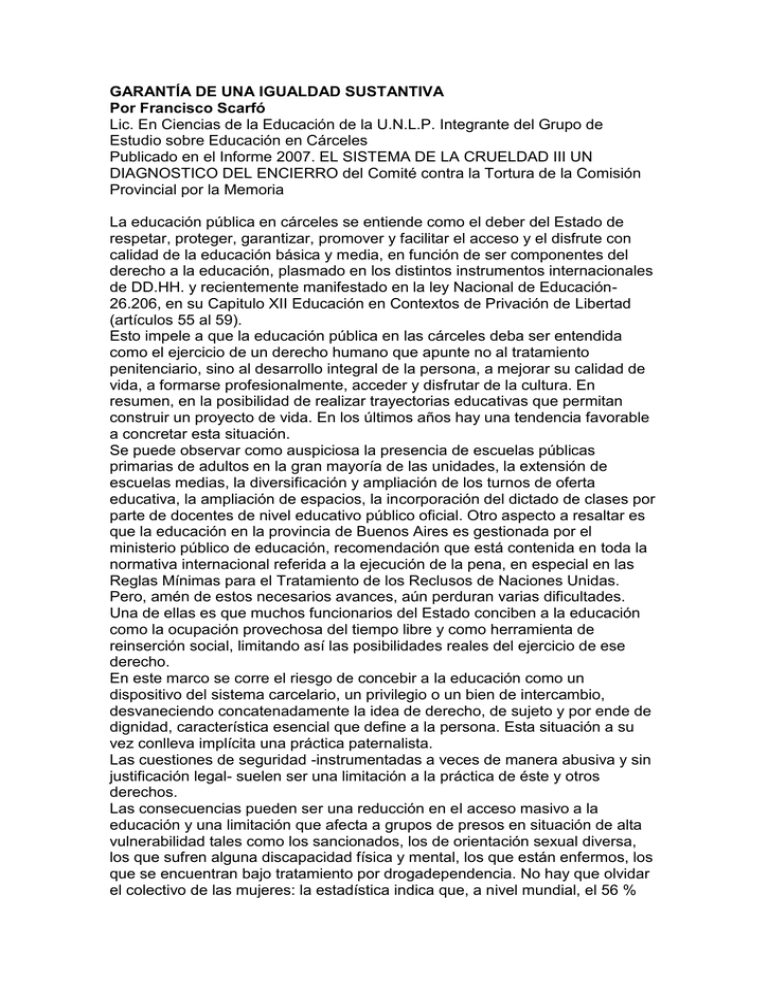 GARANTÍA DE UNA IGUALDAD SUSTANTIVA