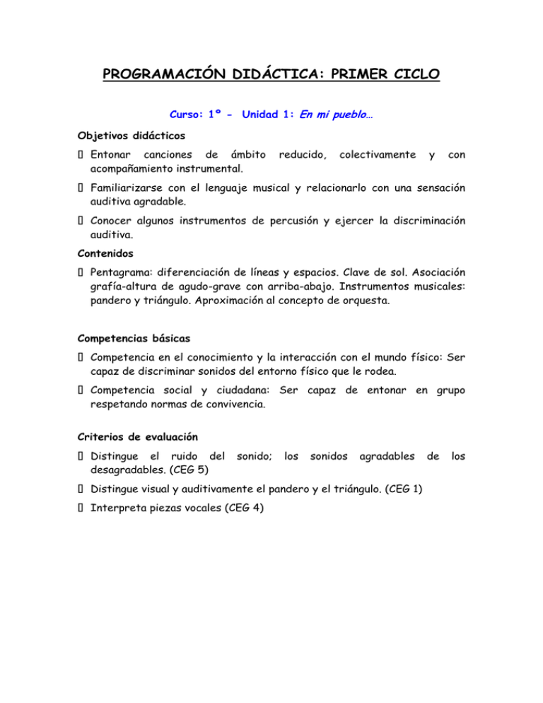 PROGRAMACIÓN DIDÁCTICA: PRIMER CICLO