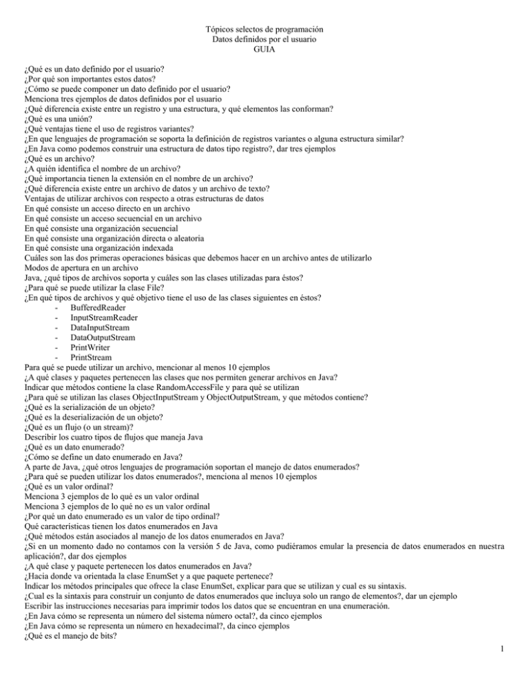 Tópicos selectos de programación