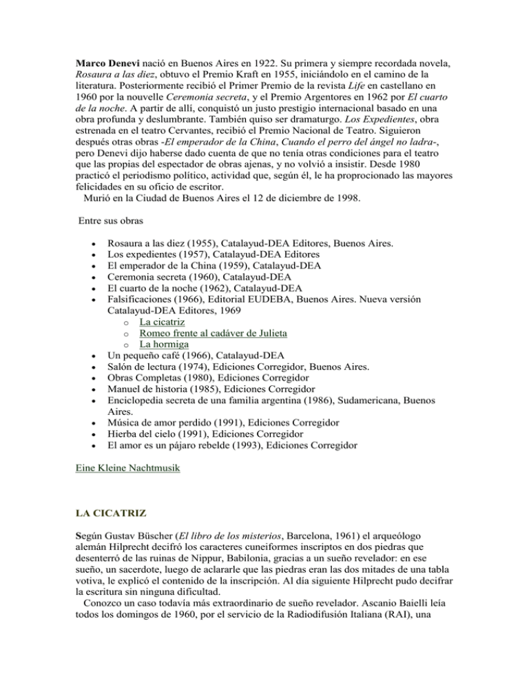 Marco Denevi nació en Buenos Aires en 1922