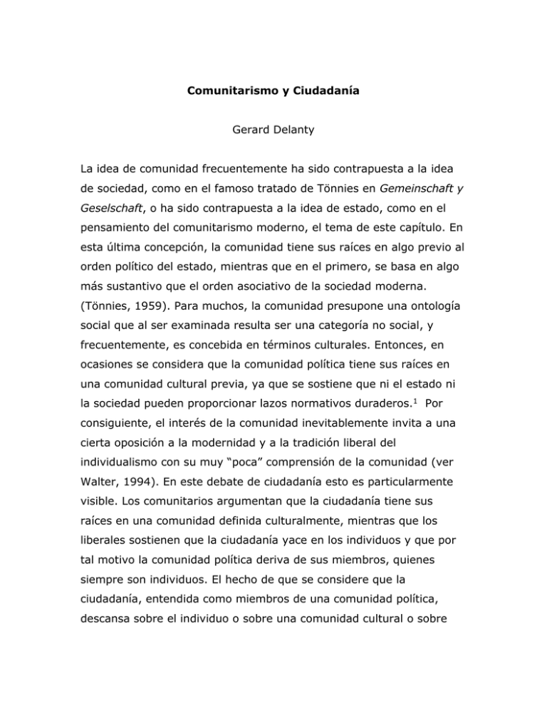 Comunitarismo y Ciudadanía Gerard Delanty
