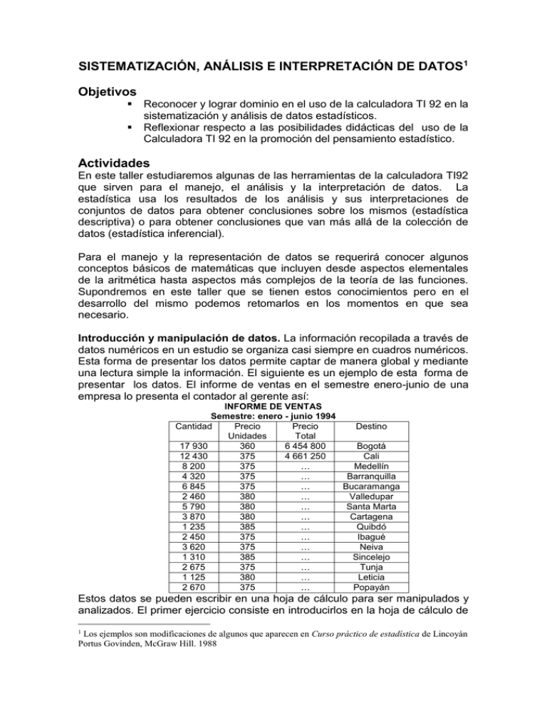 MANEJO, ANÁLISIS E INTERPRETACIÓN DE DATOS