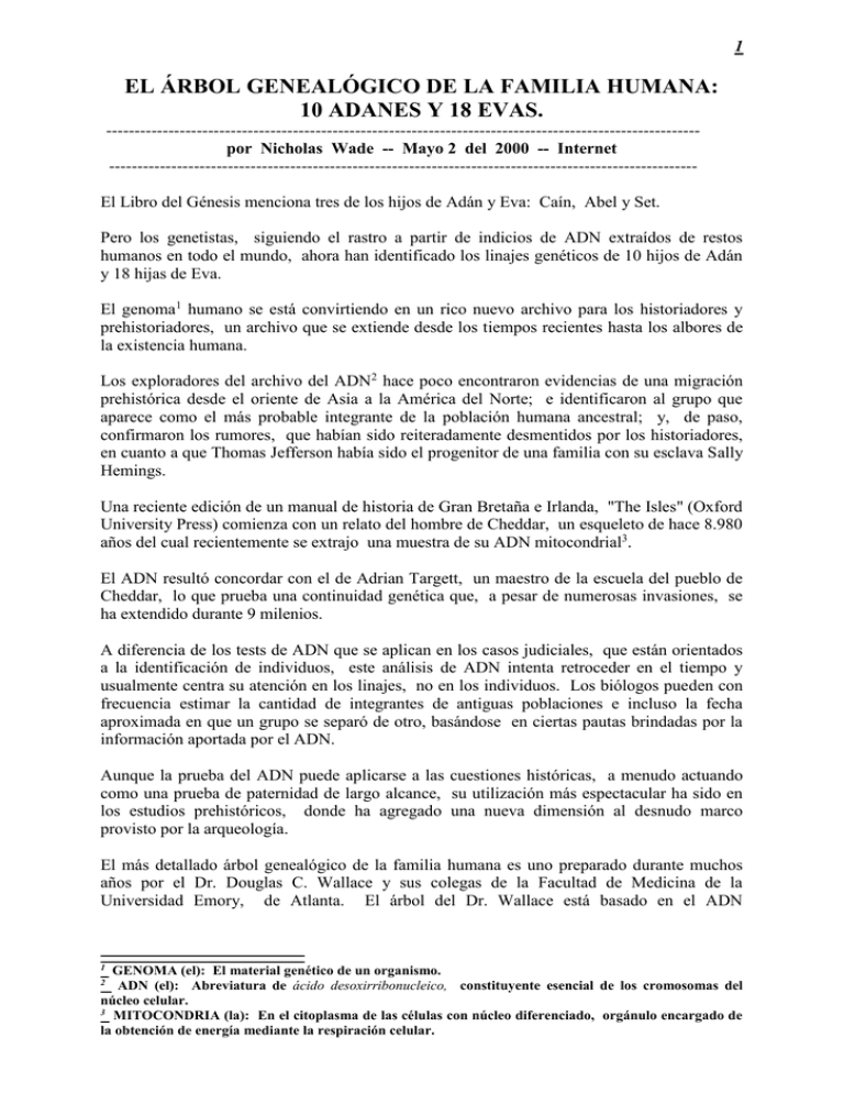 El arbol genealogico de la familia humana