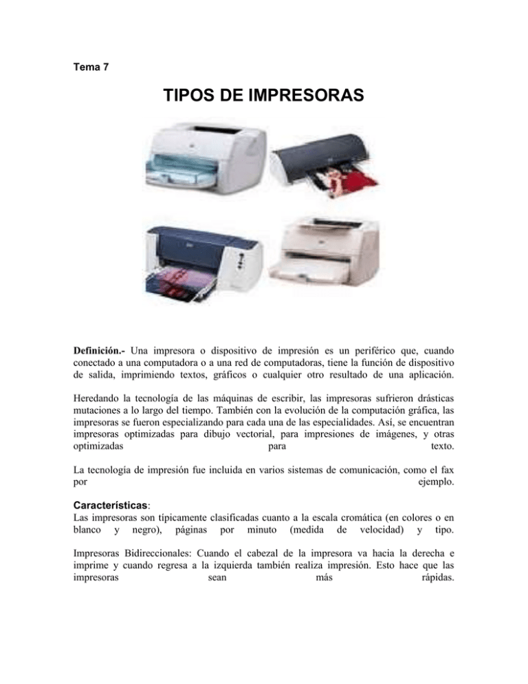 TIPOS DE IMPRESORAS
