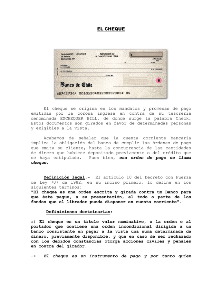 EL CHEQUE