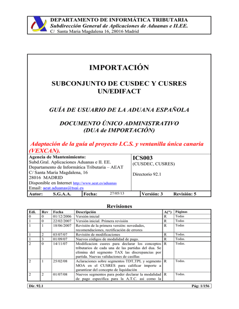 2. Diagrama de árbol de los mensajes CUSDEC/IMPORTACIÓN
