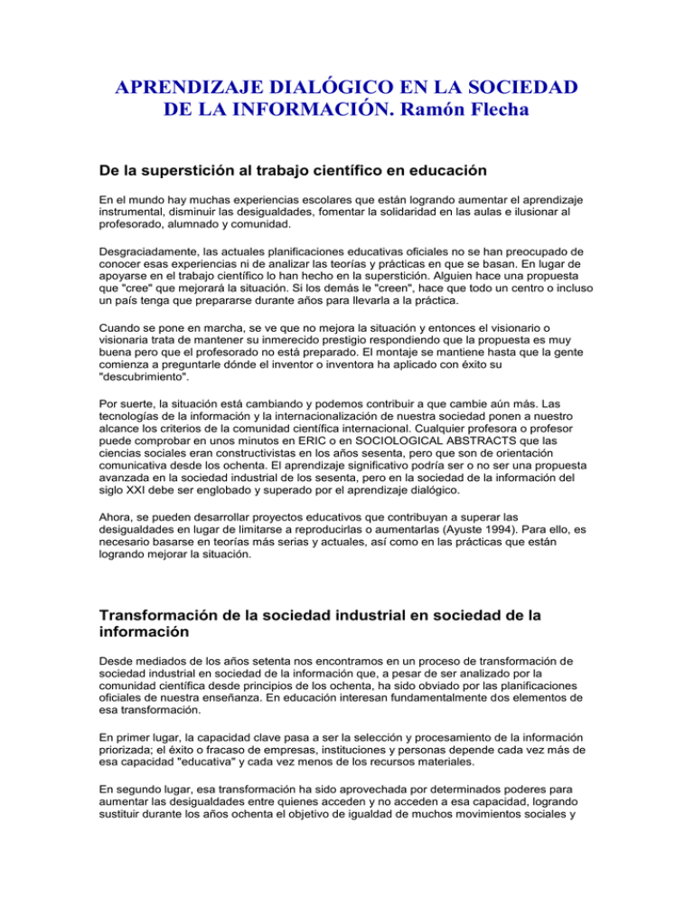 APRENDIZAJE DIALÓGICO EN LA SOCIEDAD DE LA INFORMACIÓN