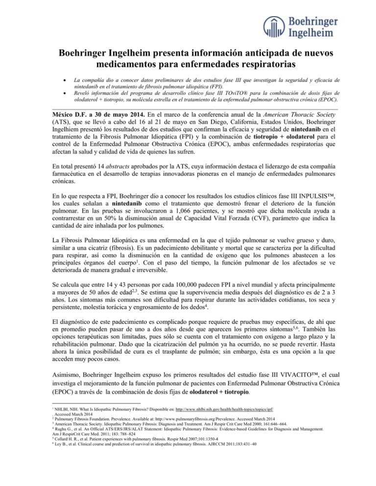 Boehringer Ingelheim presenta información anticipada de nuevos medicamentos para enfermedades ...