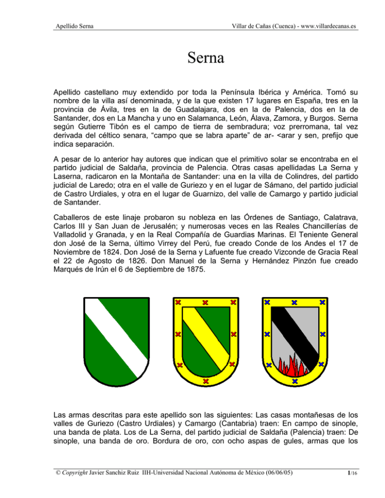 Apellido Serna - Villar de Cañas