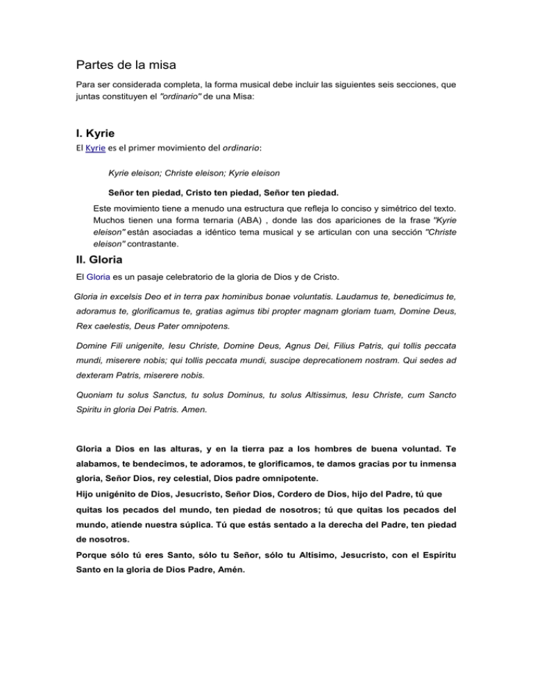 Partes de la misa