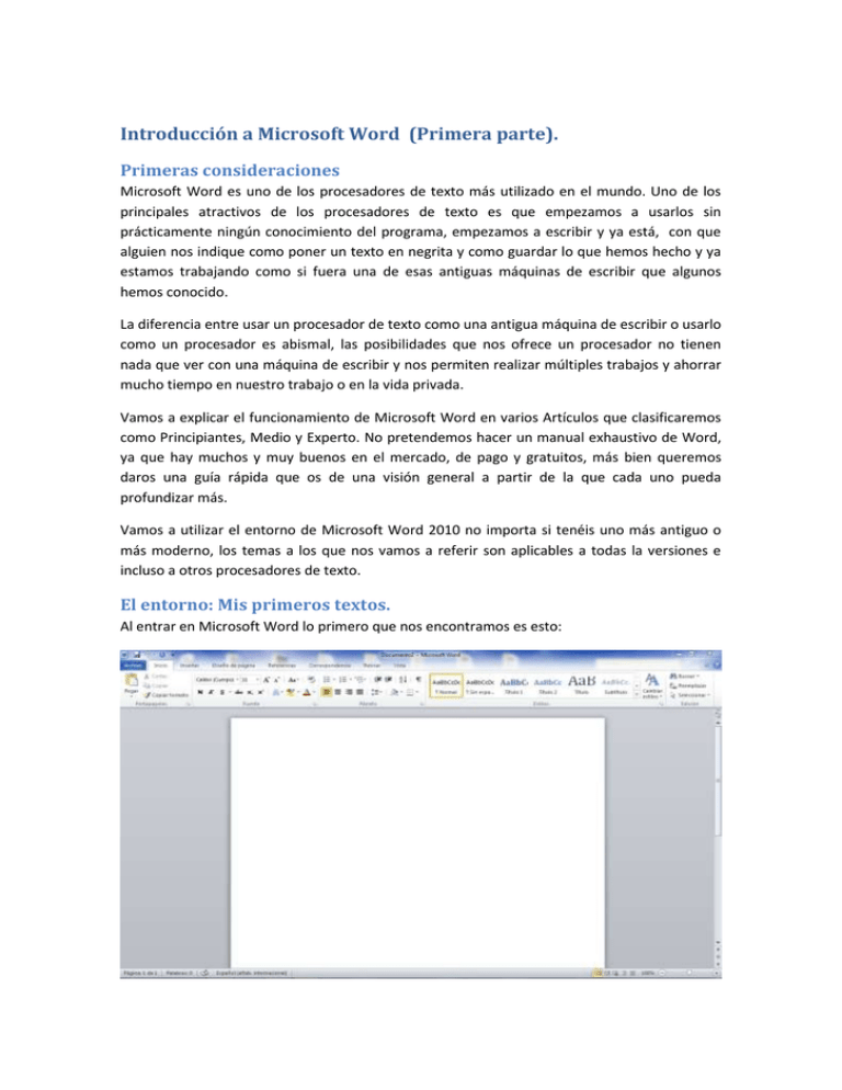 Introducción a Microsoft Word