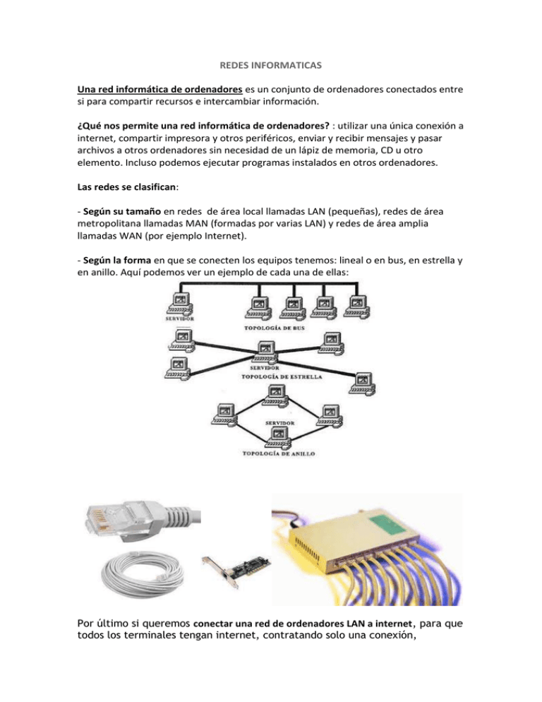 REDES INFORMATICAS Una red informática de ordenadores