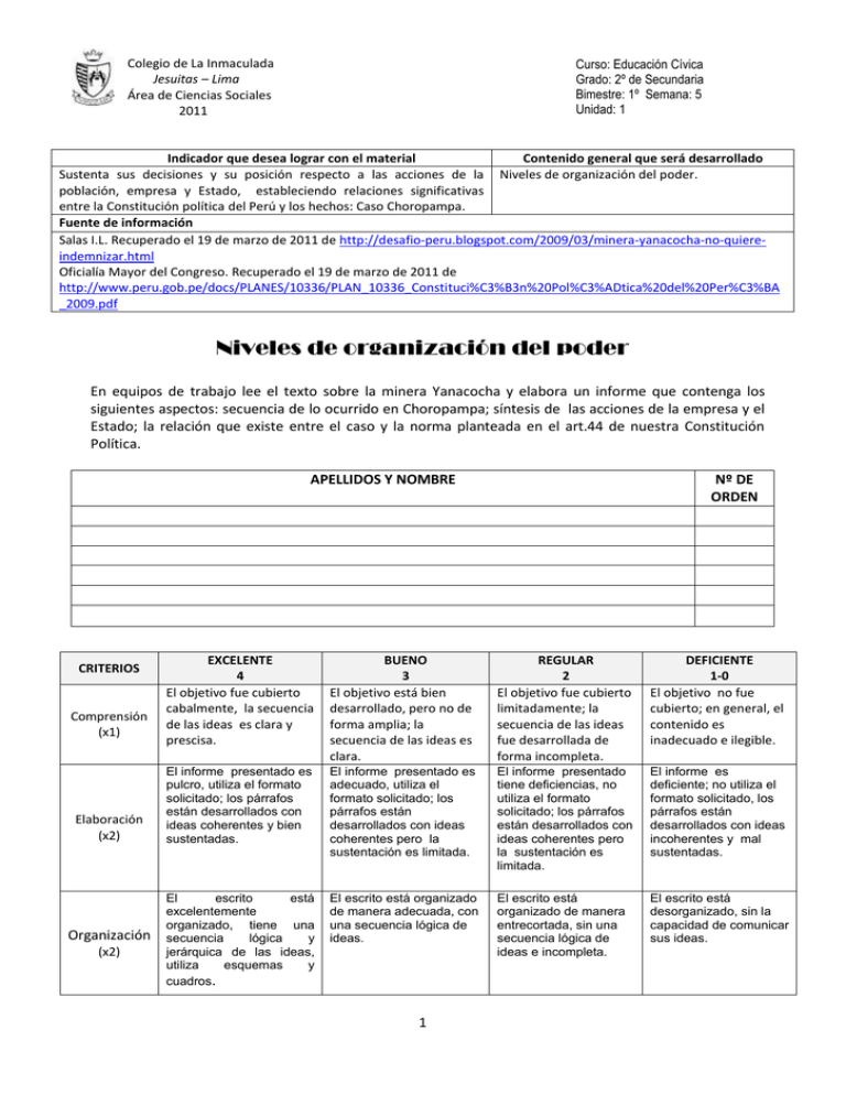 Niveles de organización del poder