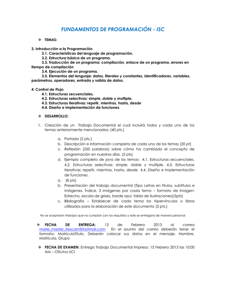 fundamentos de programación - isc