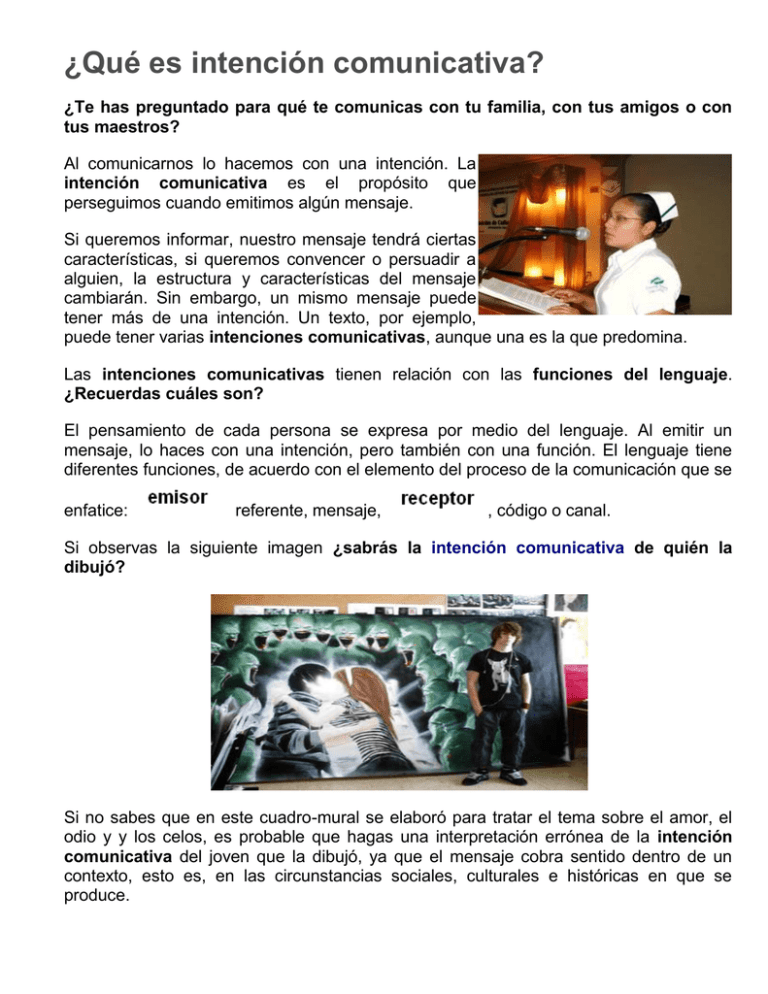 Qué es intención comunicativa