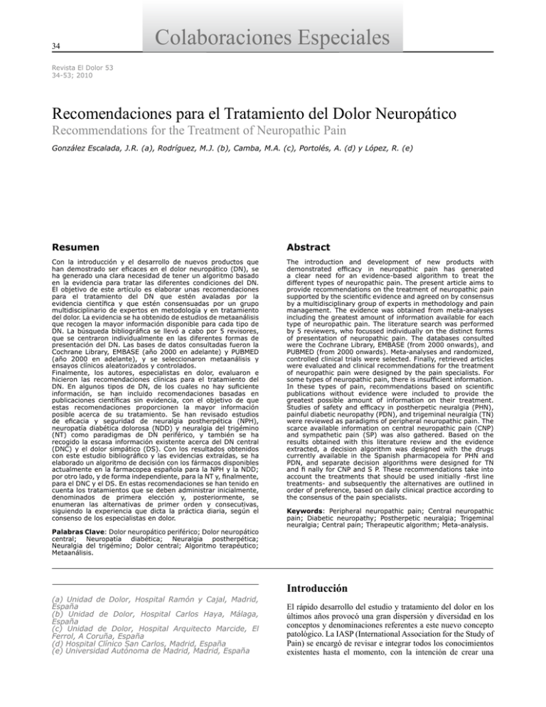 Recomendaciones para el Tratamiento del Dolor Neuropático
