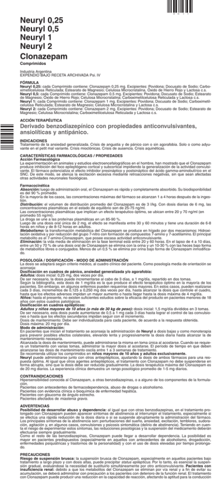 Neuryl 0,25 Neuryl 0,5 Neuryl 1 Neuryl 2