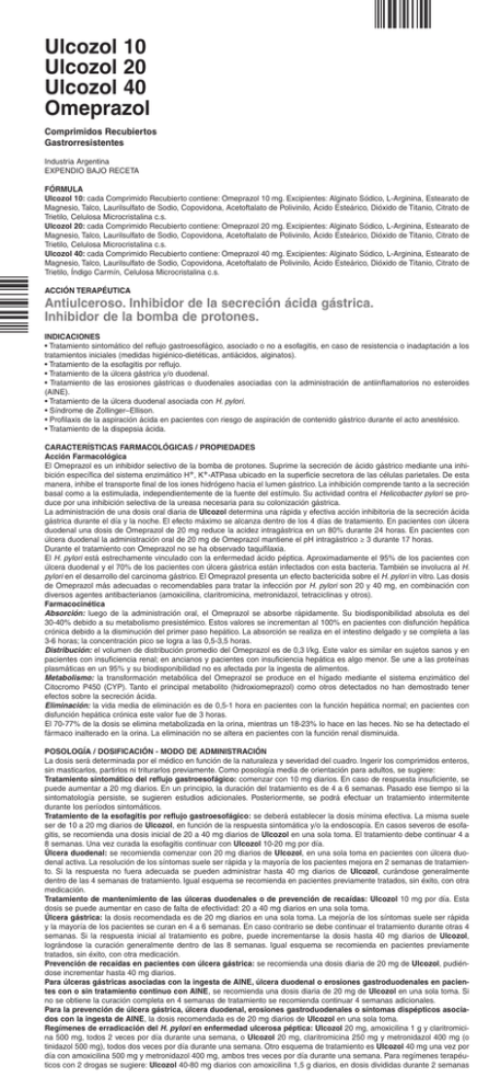 Ulcozol 10 Ulcozol 20 Ulcozol 40 Omeprazol
