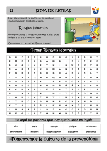 22 SOPA DE LETRAS Investigación de accidentes