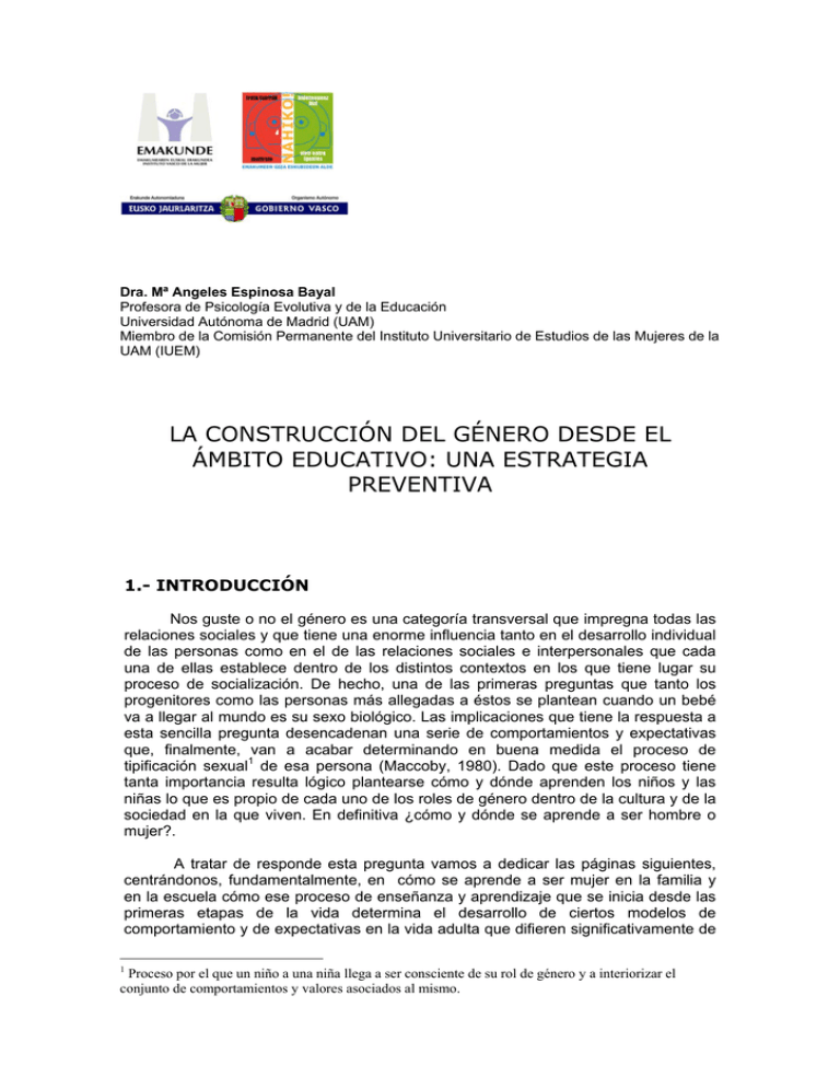 la construcción del género desde el ámbito educativo