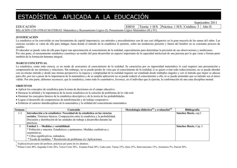 ESTADÍSTICA APLICADA A LA EDUCACIÓN