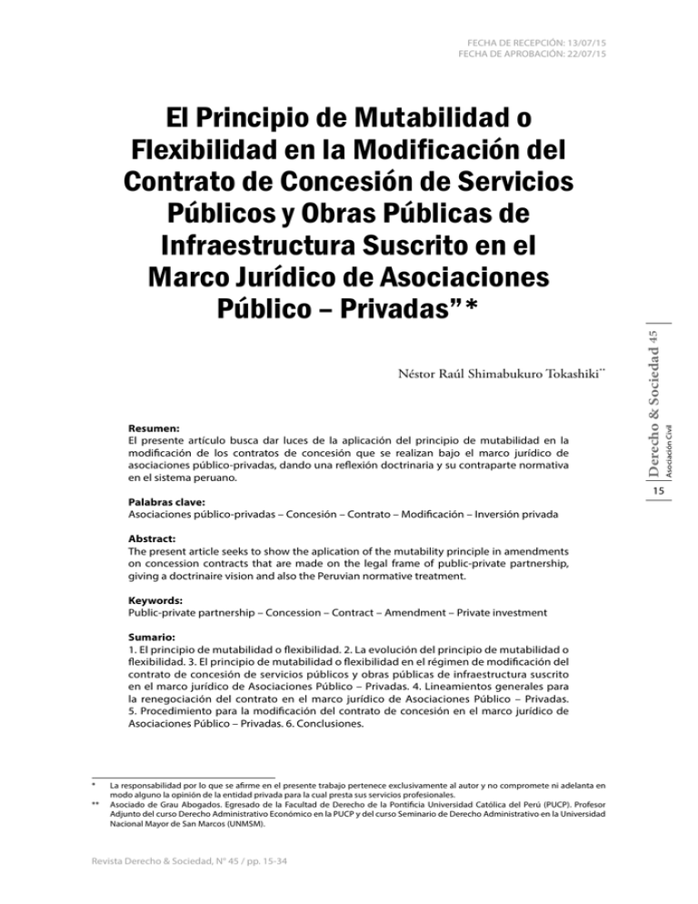 El Principio de Mutabilidad o Flexibilidad en la