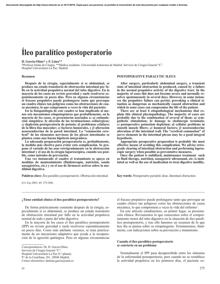 Íleo paralítico postoperatorio