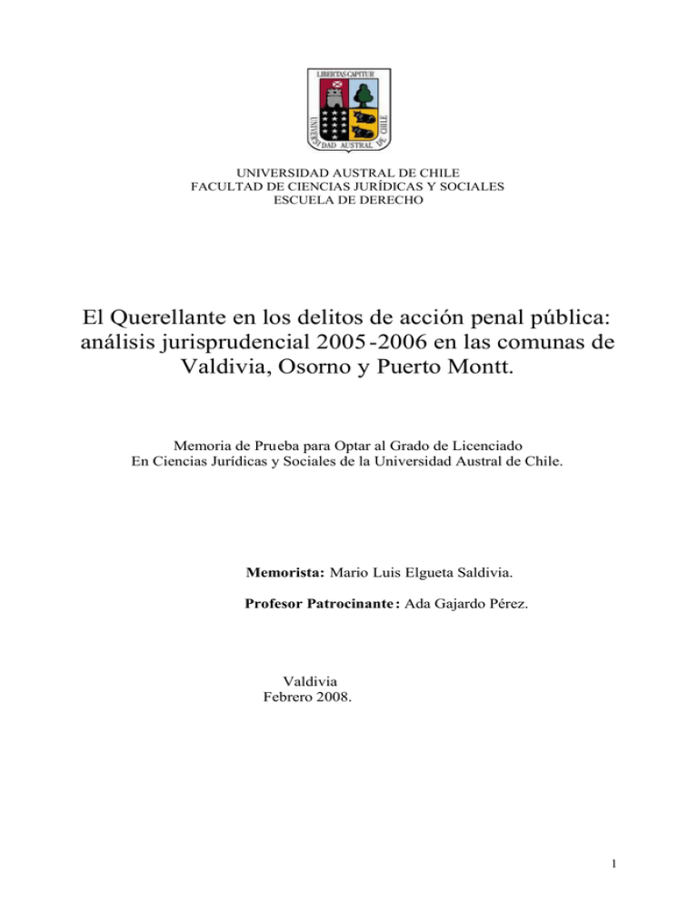 El Querellante en los delitos de acción penal pública