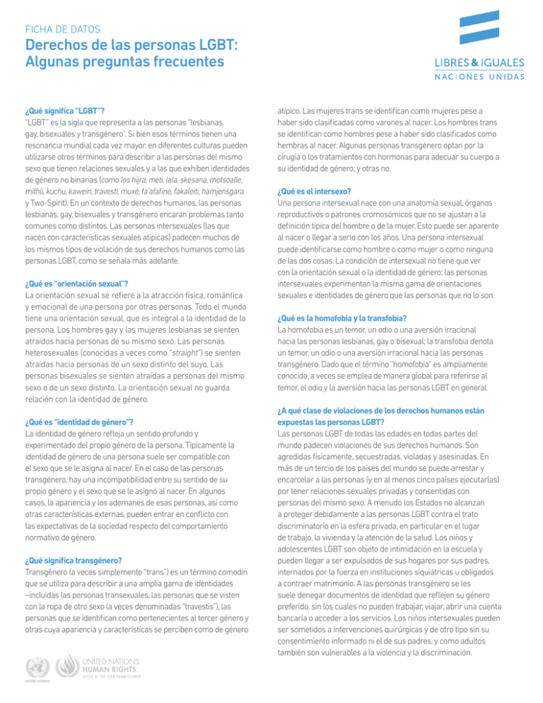 Derechos de las personas LGBT: Algunas preguntas frecuentes