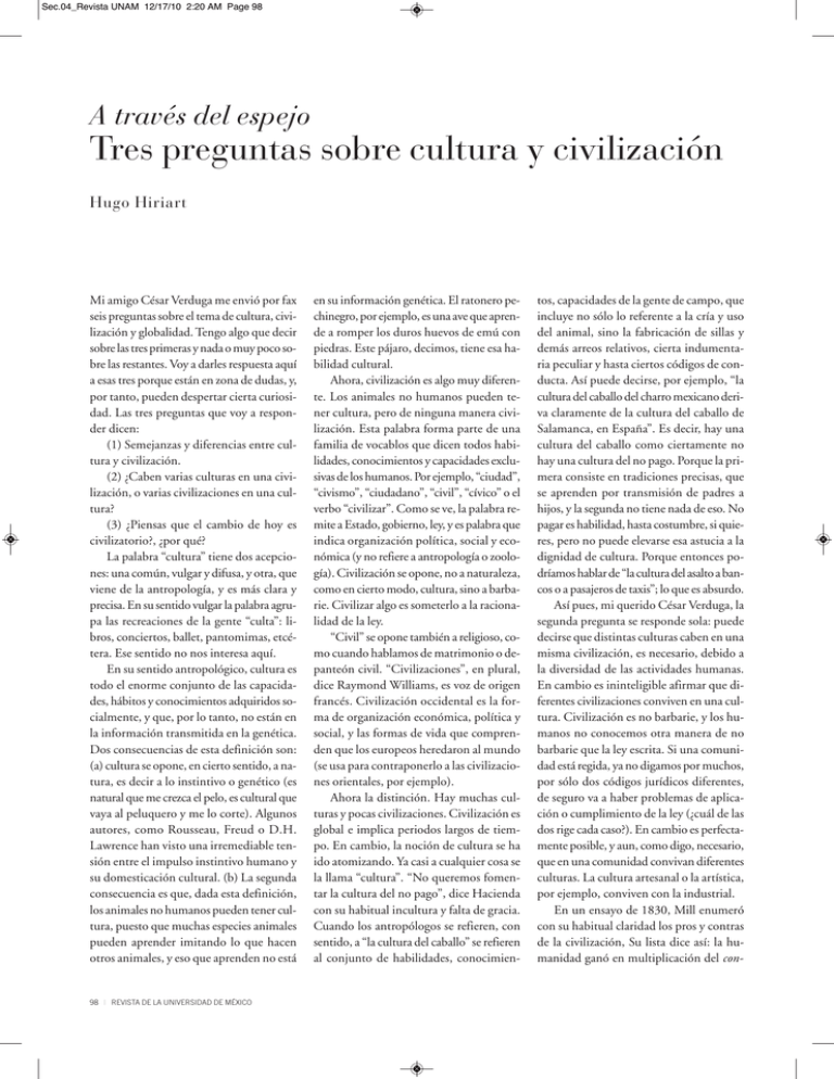 Tres preguntas sobre cultura y civilización