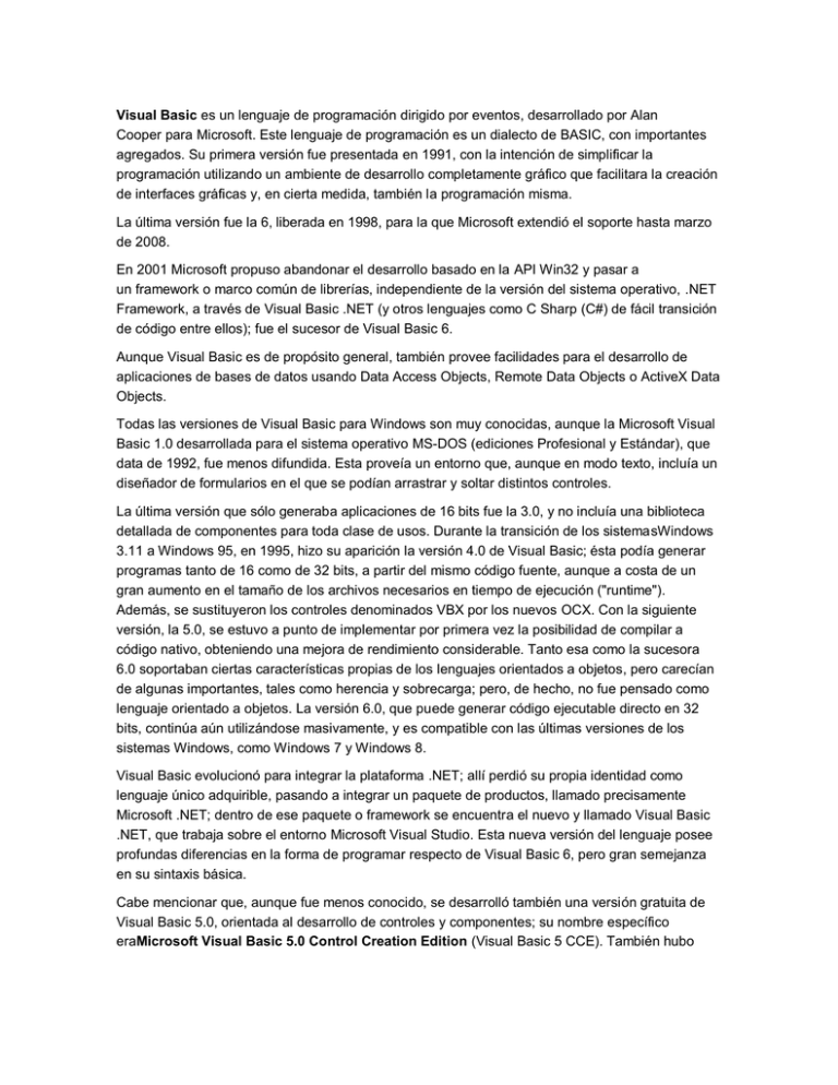 historia del visual basic