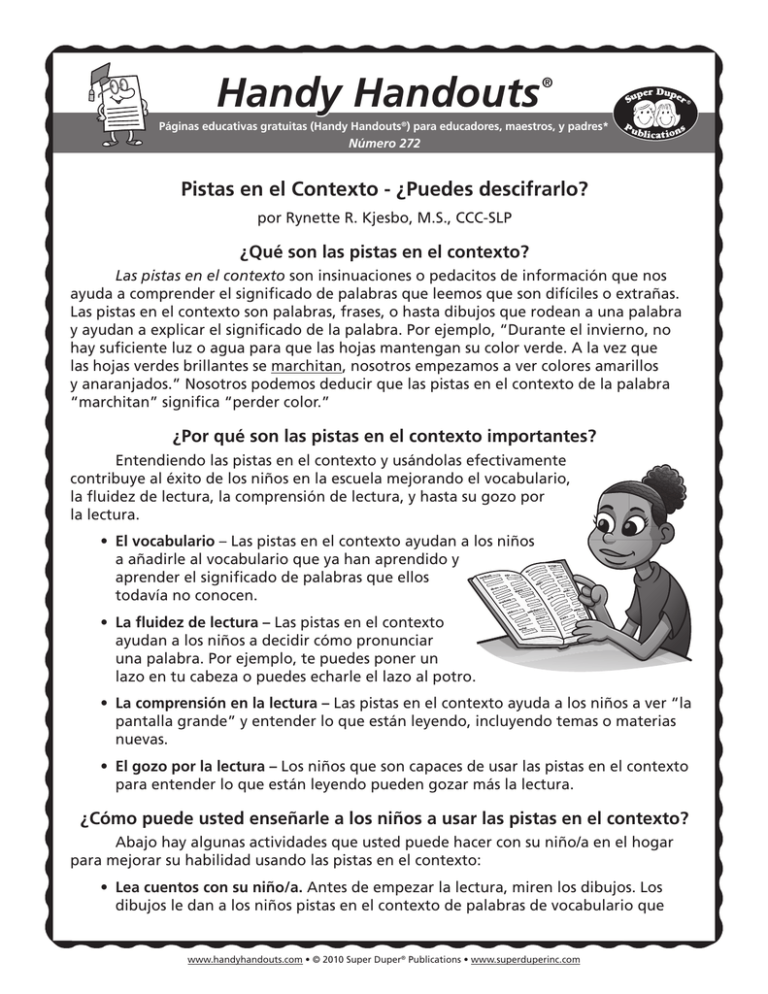 Handy Handouts® Pistas en el Contexto
