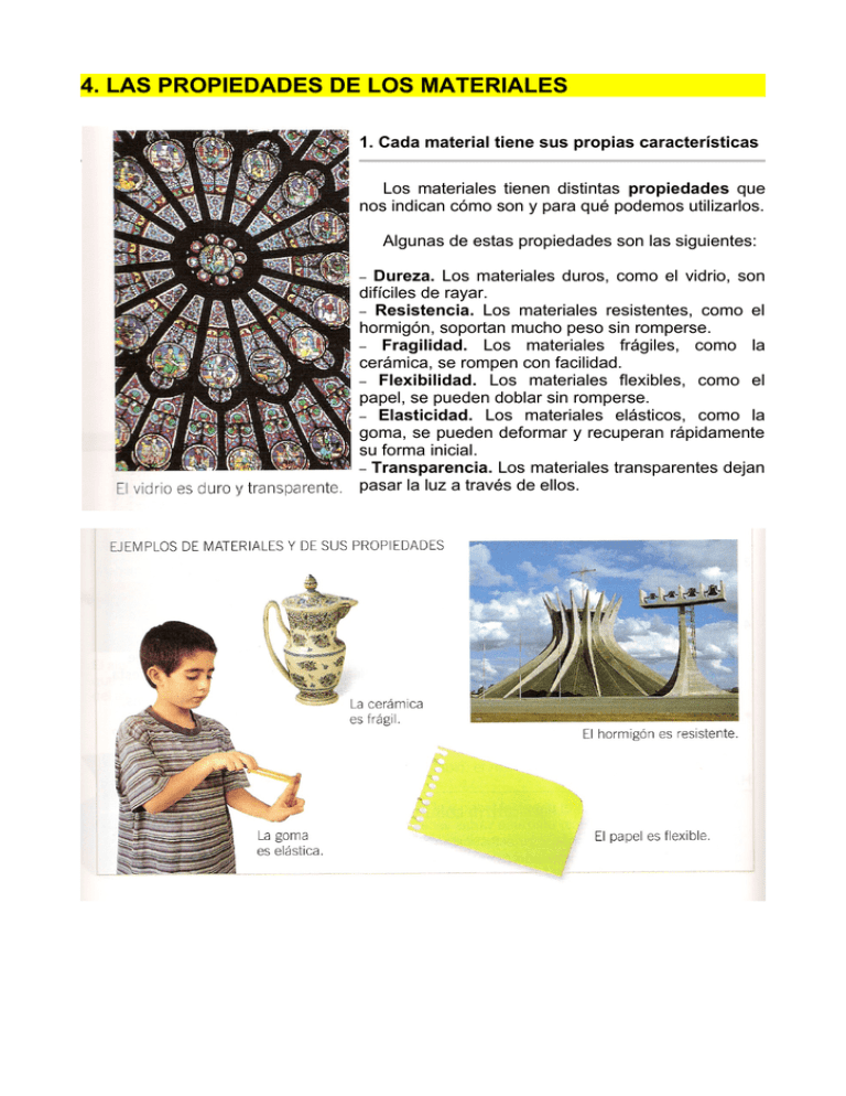 4. las propiedades de los materiales