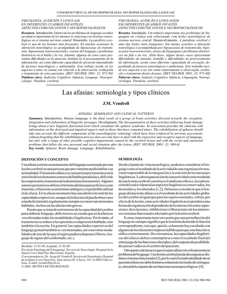 Las afasias: semiología y tipos clínicos