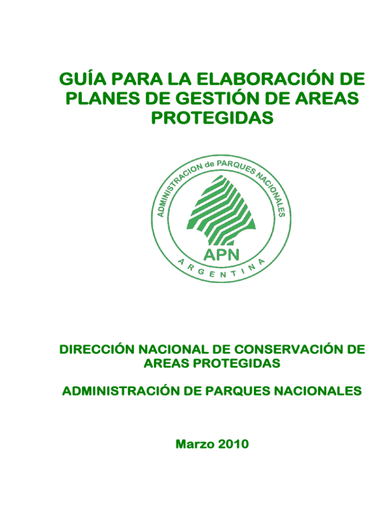 Guía para la elaboración de Planes de Manejo en las áreas