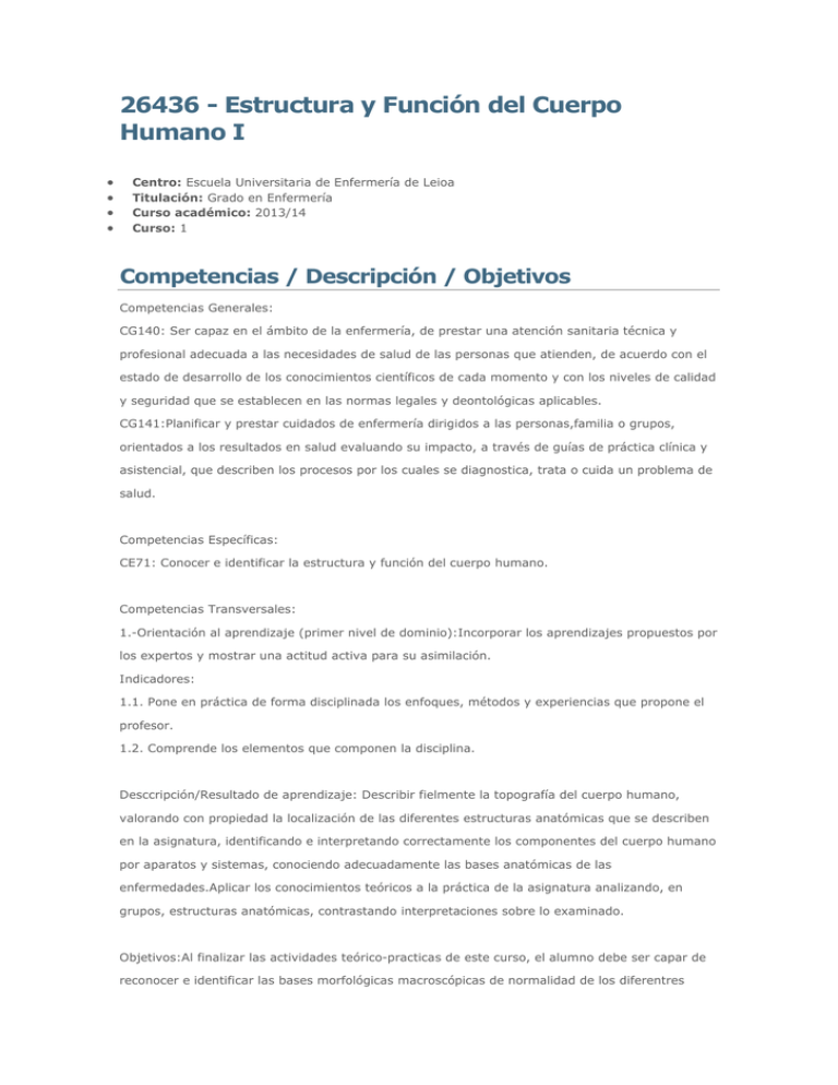 Estructura y Función del Cuerpo Humano I