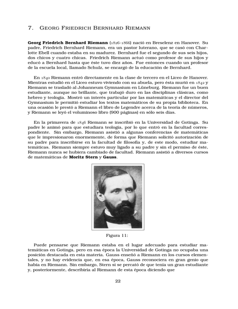 7. GEORG FRIEDRICH BERNHARD RIEMANN