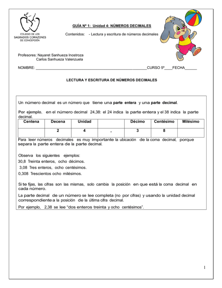 Un número decimal es un número que tiene una parte entera y una