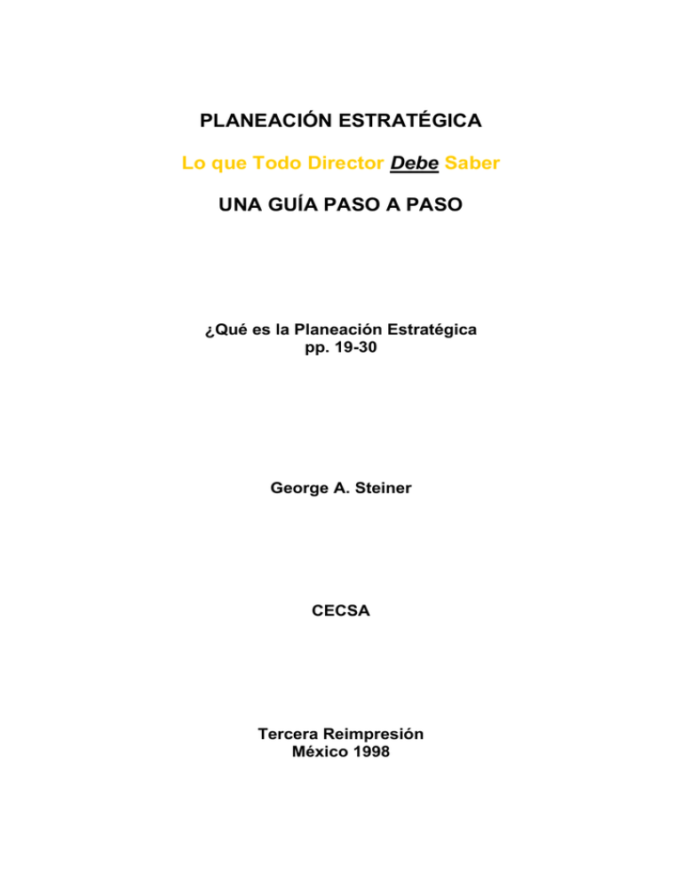 Qué es la Planeación Estratégica